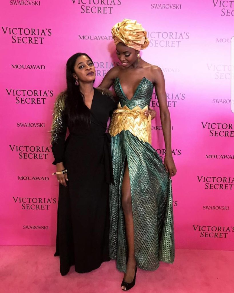 Maria Borges Wore Custom Made Tiffany Amber Dress for the VSF Show